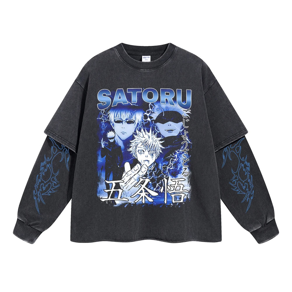 Gojo Satoru Double Sleeve Tee - Vintage JJK – Skaiiyprints